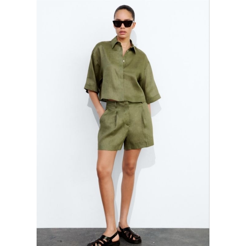 Zara New Collection Linen Set (S/Kg Xs) | Shopee Philippines