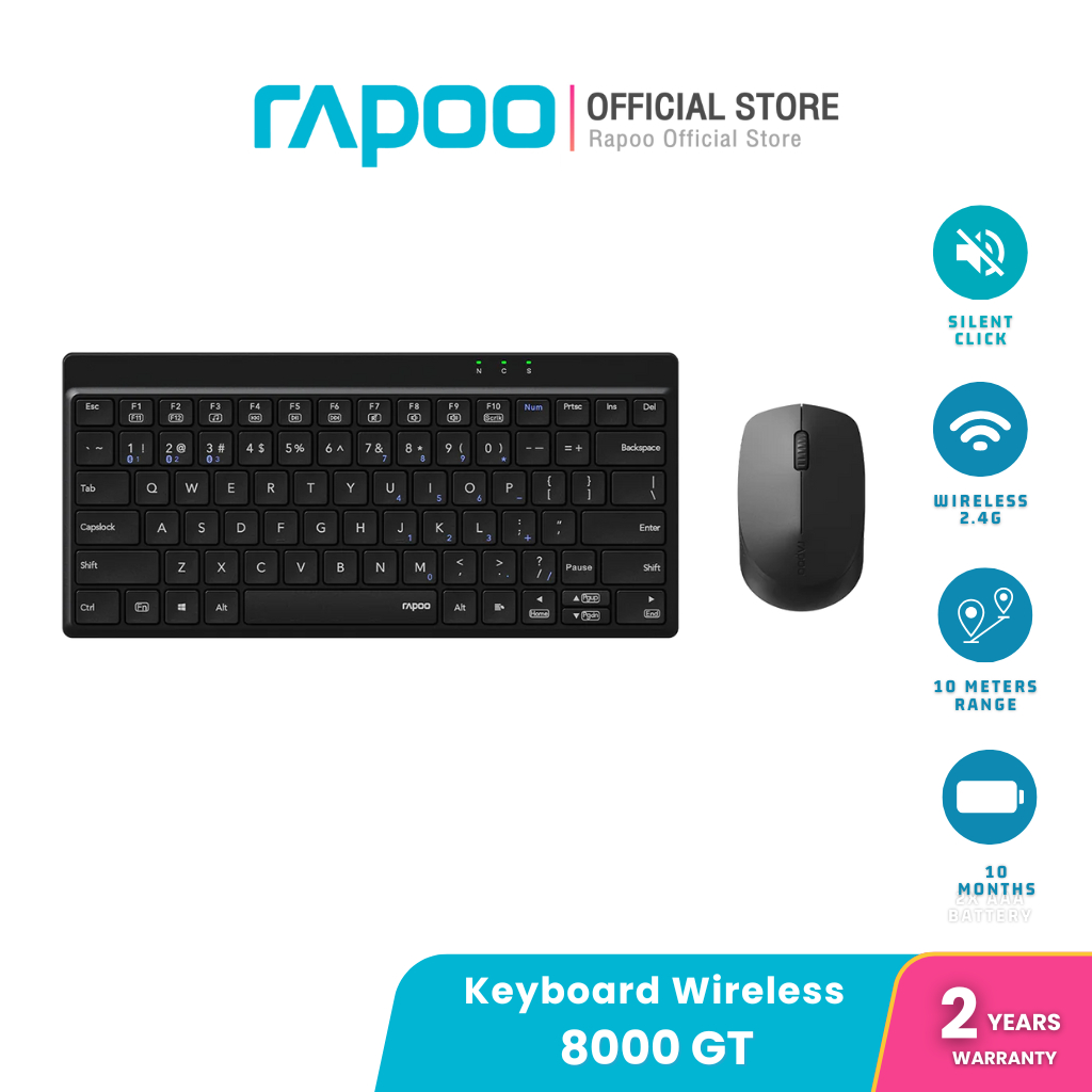 Rapoo Model 8000gttm Multi-mode Wireless Keyboard & Mouse Thai Key Can ...