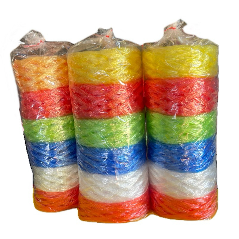 Plastic Straw Rope Half A Dozen (6 Rolls) Fluffy Ropes Assorted Colors ...