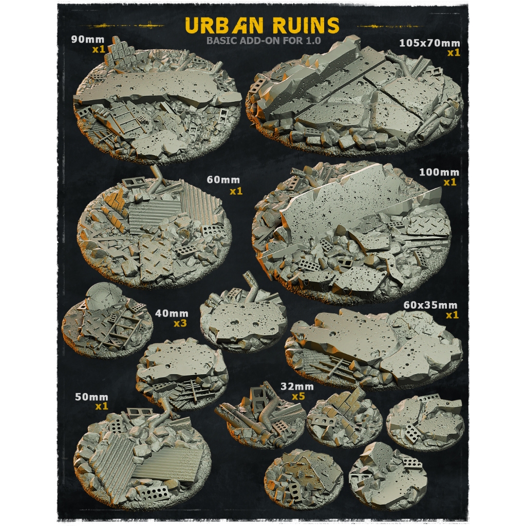 Urban Ruins Bases [2.0] Shipped In 1-3 Days Wargame base Warhammer Bolt ...