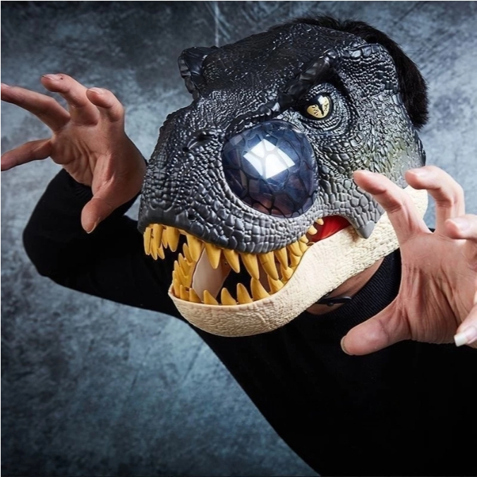 Dinosaur Head Mask Realistic Cosplay Open Mouth With People Can Wear ...