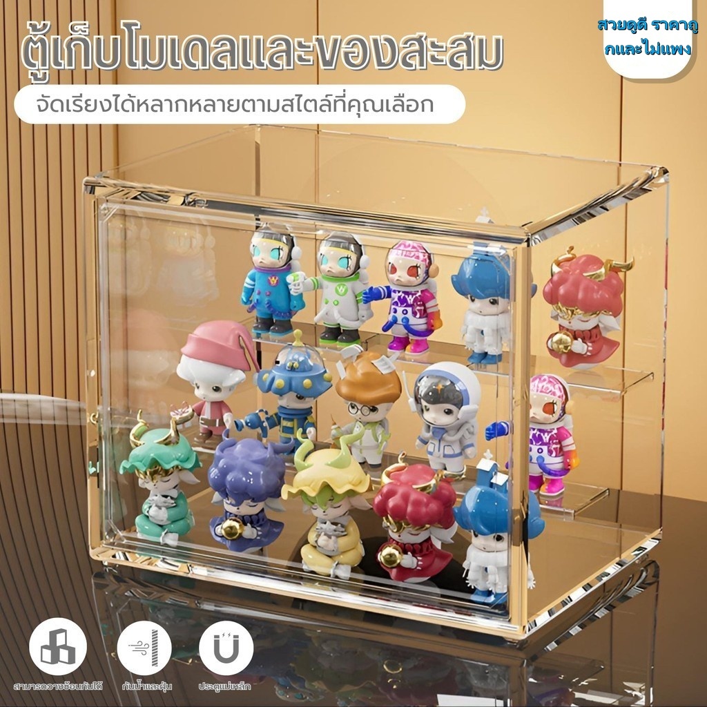 Doll Showcase Box Labubu Figure Model Cabinet 3-Tier Collectibles Clear ...