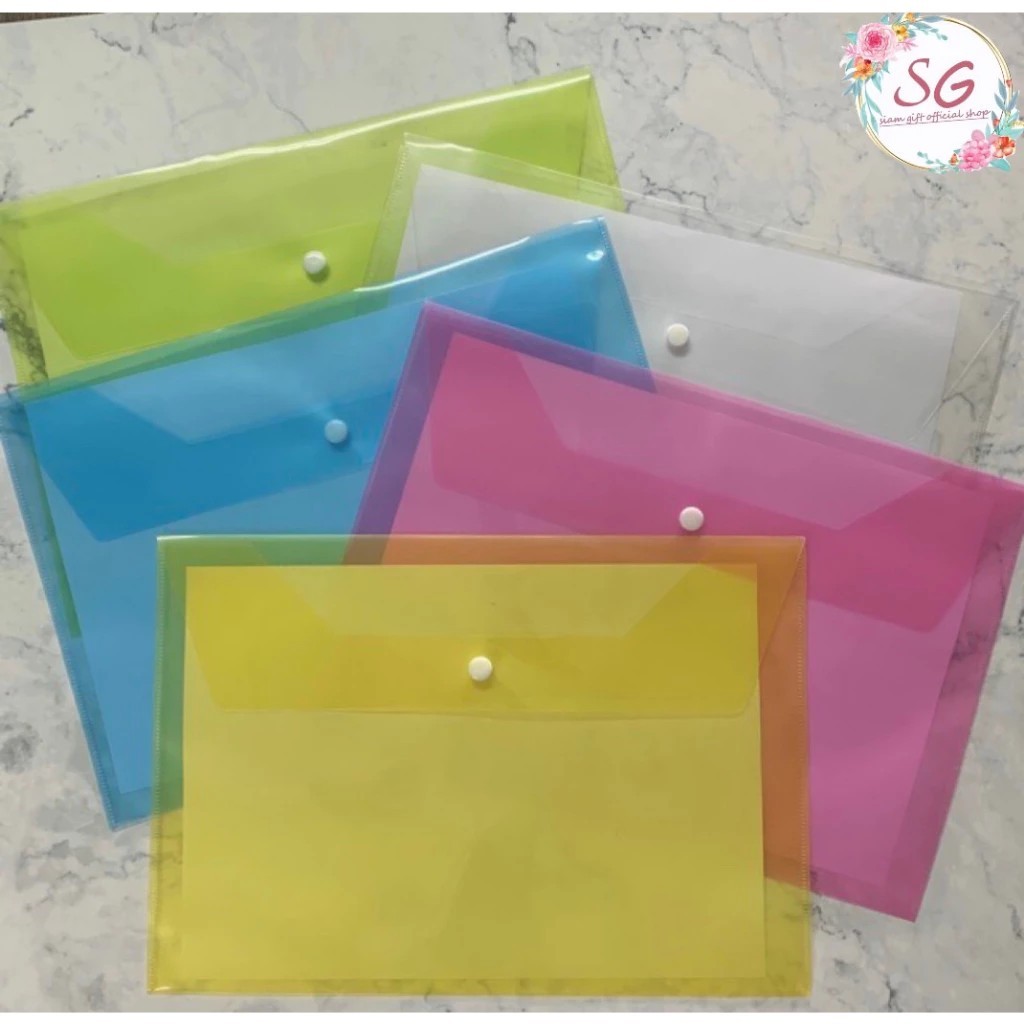 Button-Type Transparent Document Envelope A4 Size Clear Color With ...