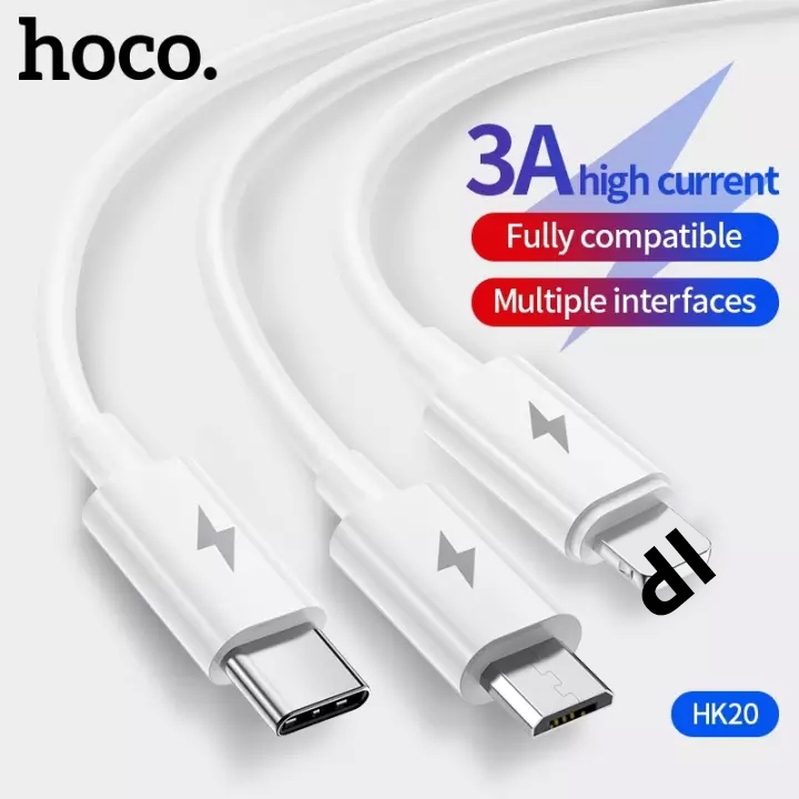 3-Head Charger Cable Hoco X76 4in1 50W 2A Fast Charge 1 Meter Length IP/Micro/TYPE-C Speed ...