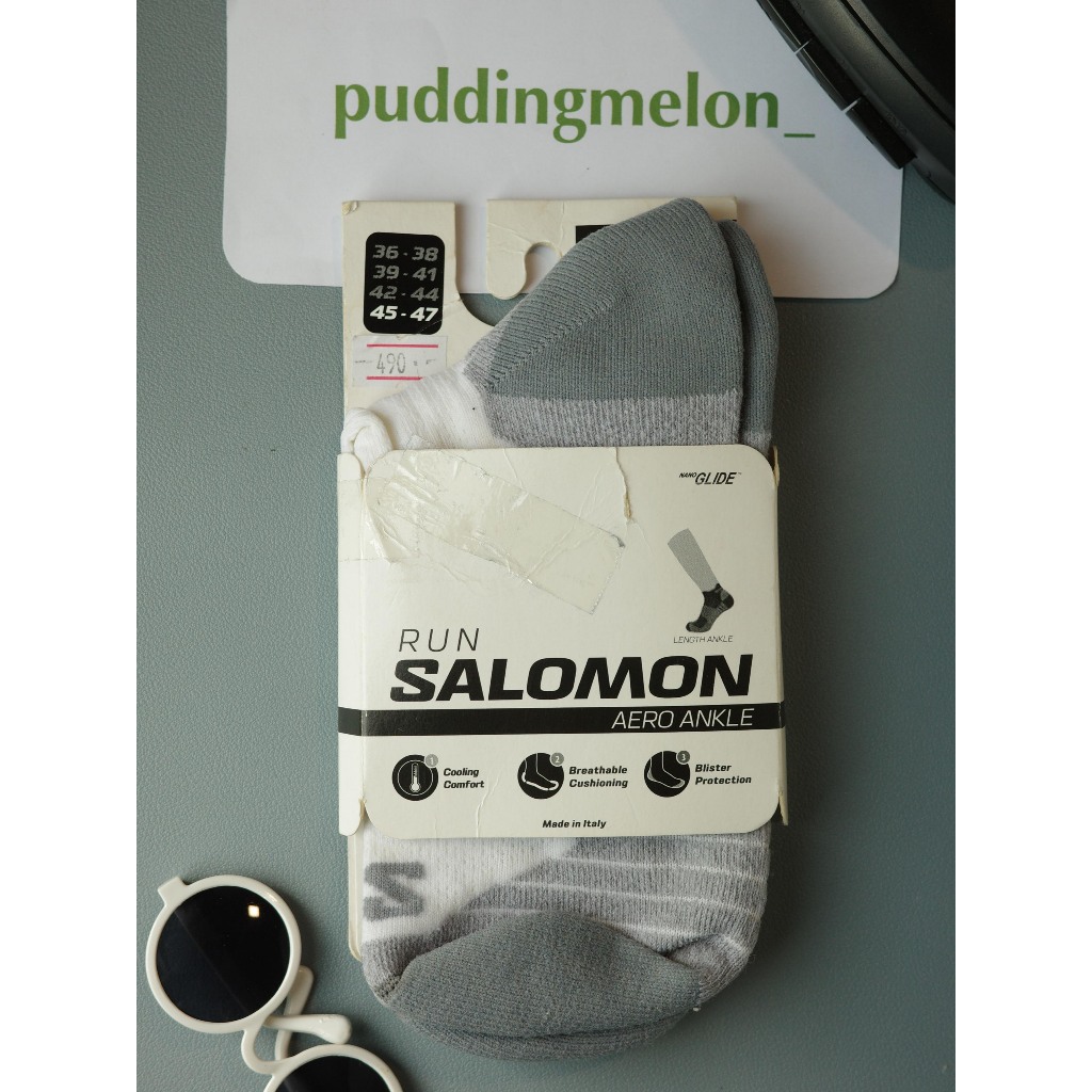 SALOMON SOCKS AERO ANKLE-WHITE/QUARRY/QUIET SHAD (New Hand) | Shopee ...
