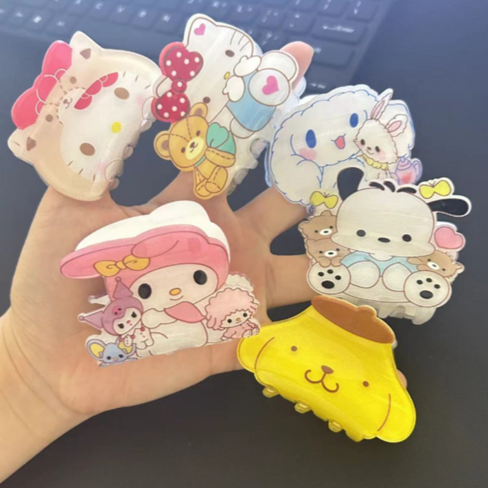 Medium Size Hair Clips Acrylic Work Sanrio Beautiful Good Coating 5.5-6 ...