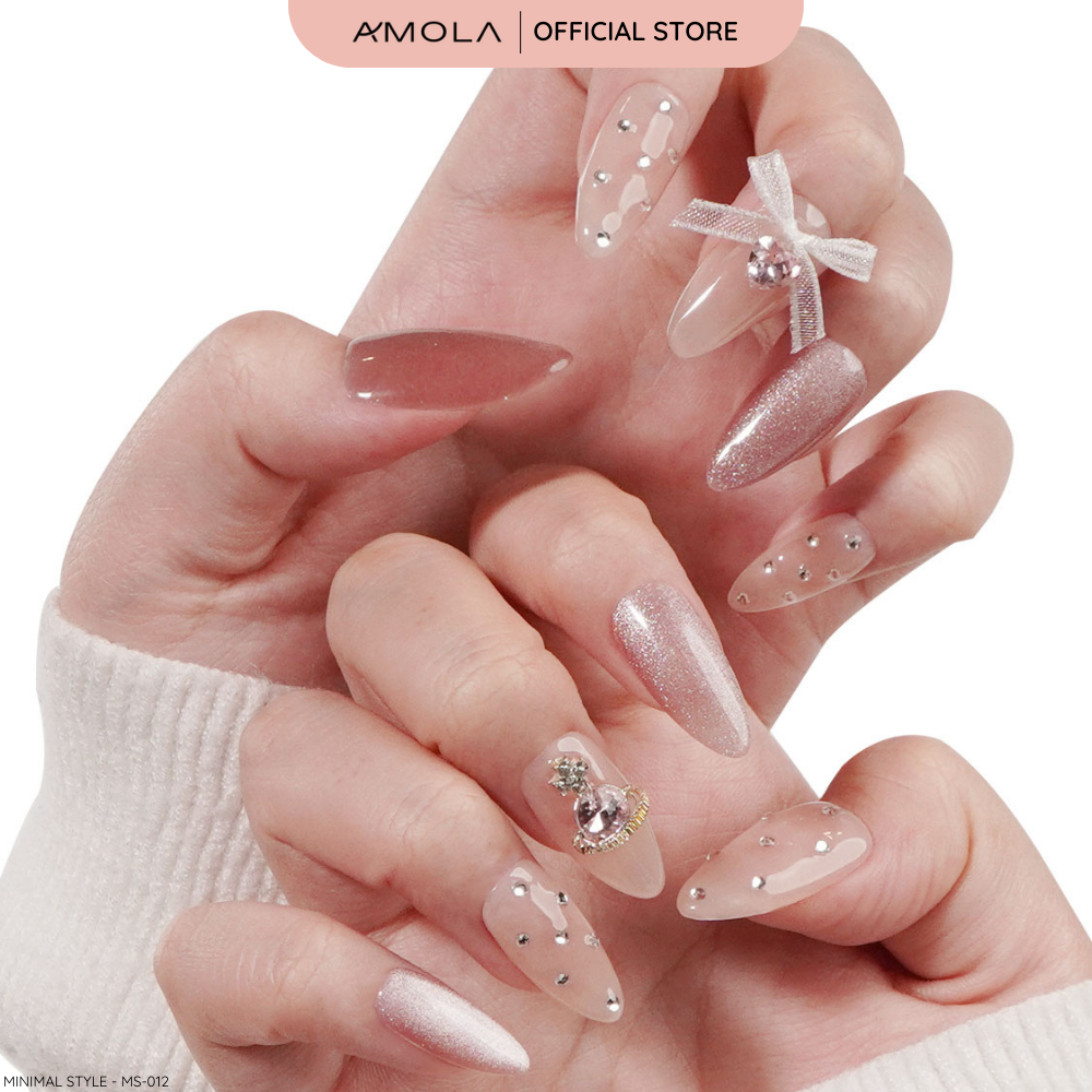 MS-012 AMOLA Minimal Style-Finished Nail Paste Handmade 1 Set With 3m ...