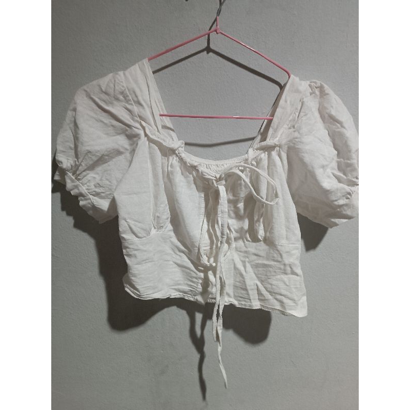 White Crop Top Second Hand Linen Bust 30-34 Length 14 And A Half ...