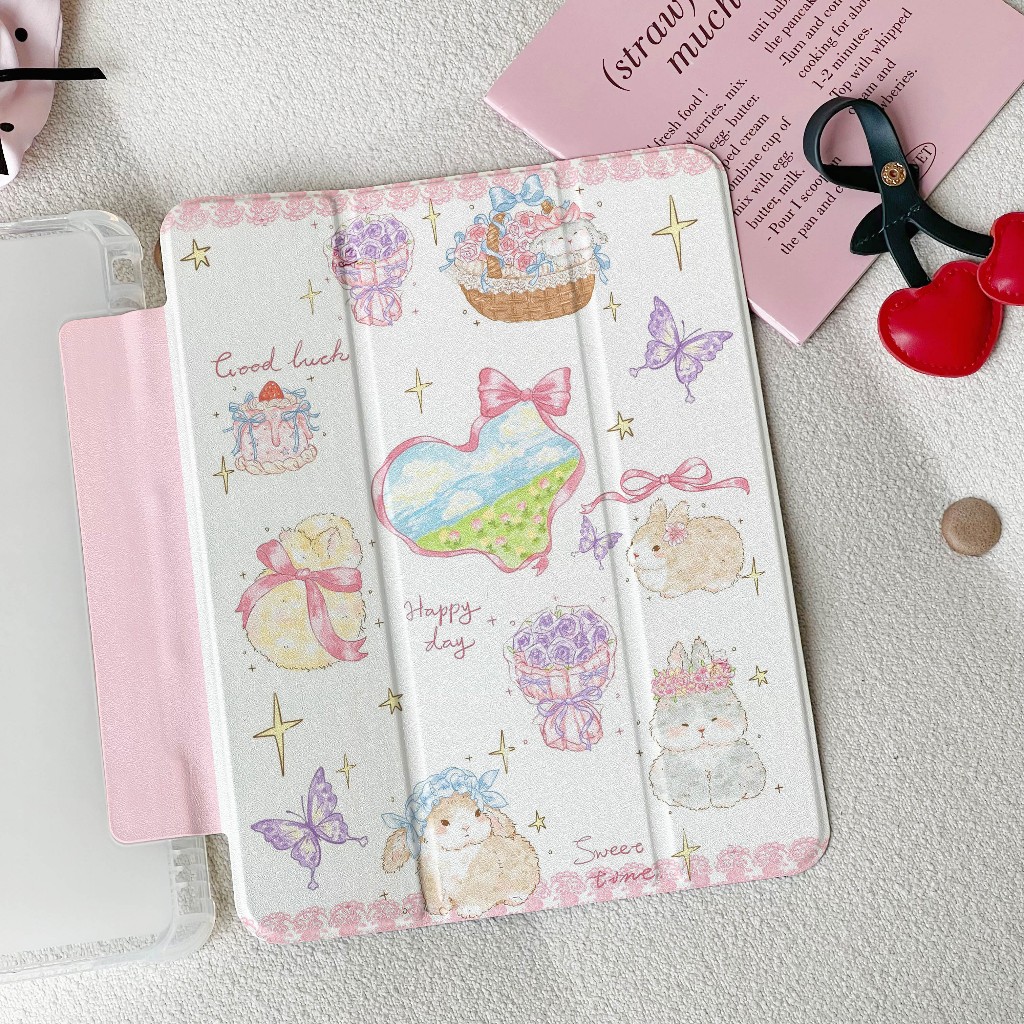 Ipad Case Rabbit bow-knot Air5/4 Gen11 Air7/6 11 Pro11 Gen9/8/7 ...