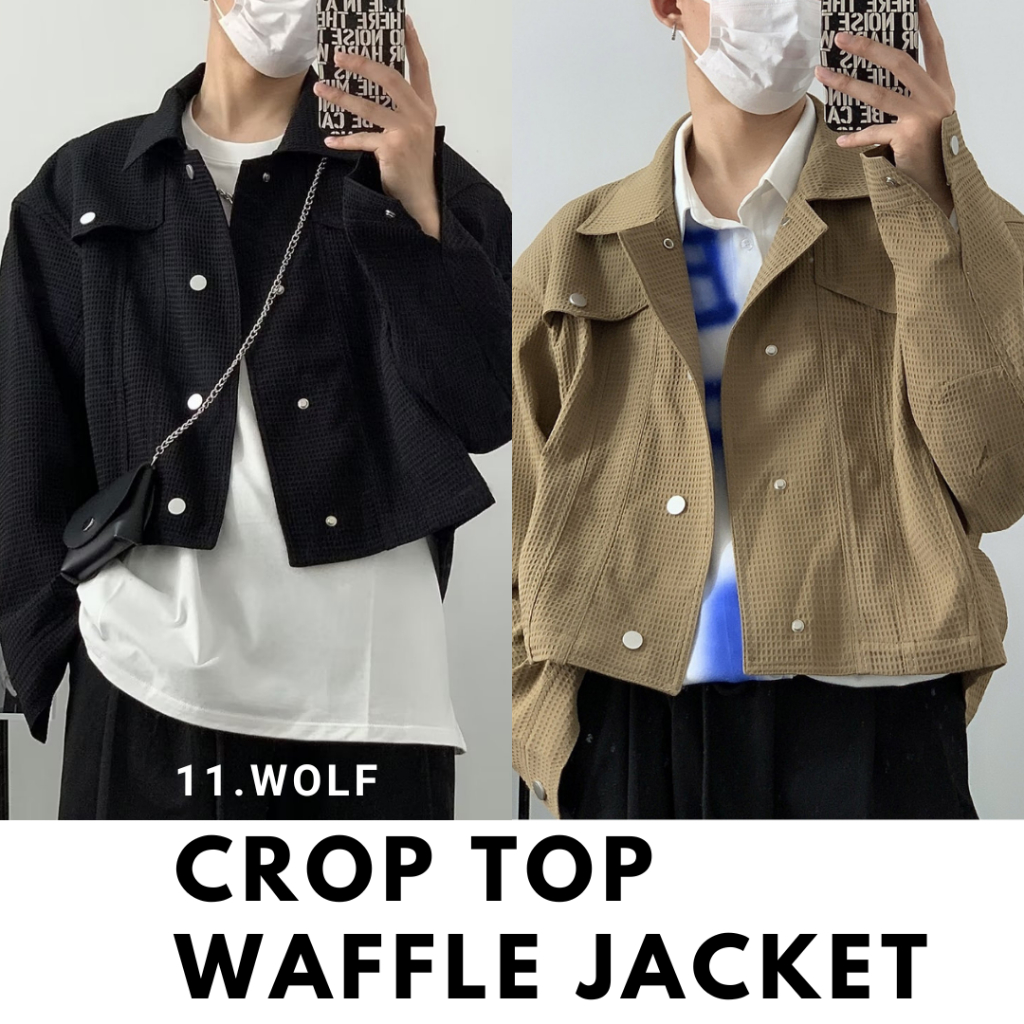 11.WOLF Crop top waffle jacket Men's Fashion/J30 | Shopee Philippines