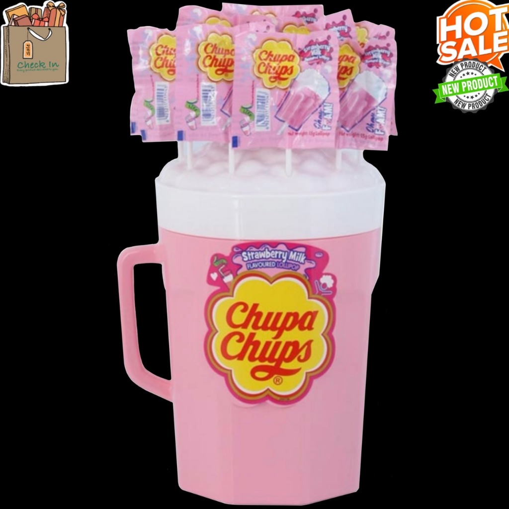 Chupa Chups Lollipops Strawberry Milk Flavor 15g (50 Sticks) candy ...