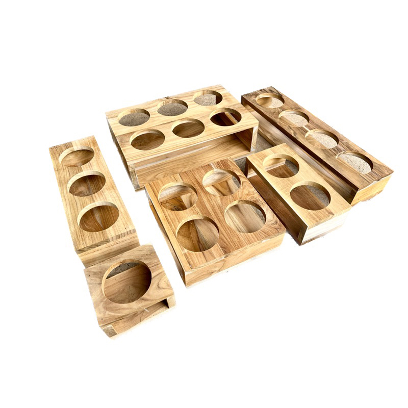 Glass Holder Block Hole For Water Serving Made From Real Teak Wood ...