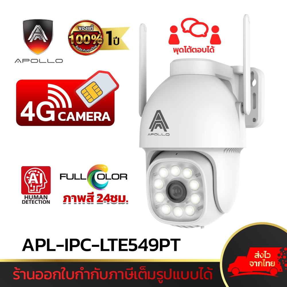APOLLO CCTV Sim Insert 4G. IP Camera 4MP AI Capture 24 Hours Of Color ...