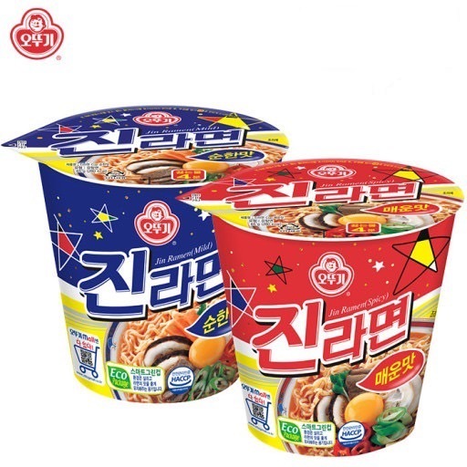 ottogi jin ramen Korean Ramyun Original And spicy flavor mild cup ...