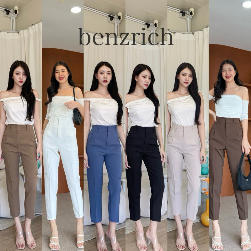 (S-2XL) 8-Inch Pants Bow-Decorated Model Small Barrel Legs Work Fashion ...