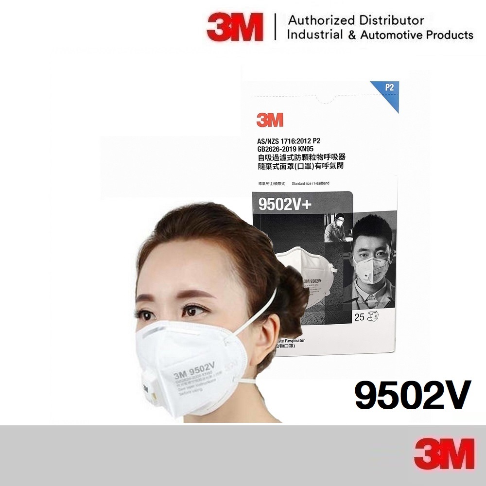 3M 9502V P2 Or 9002V P1 (25pcs) Particulate Respirator Foldable With Valve Ventilated Type Head ...