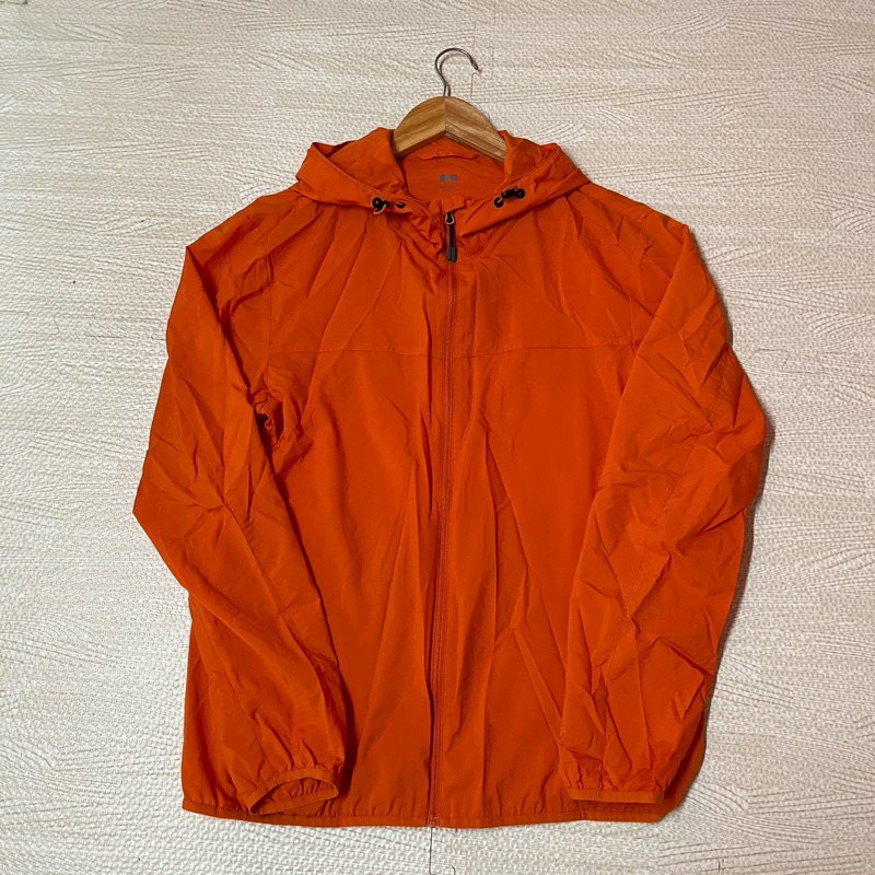 Uniqlo Pocketable UV Cut Parka Jacket Windproof Hooded Orange Size L ...