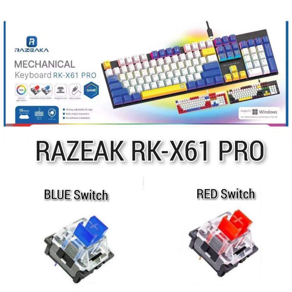 RAZEAK Gaming Keyboard Model RK-X61 PRO Mechanical Rgb Light Thai ...
