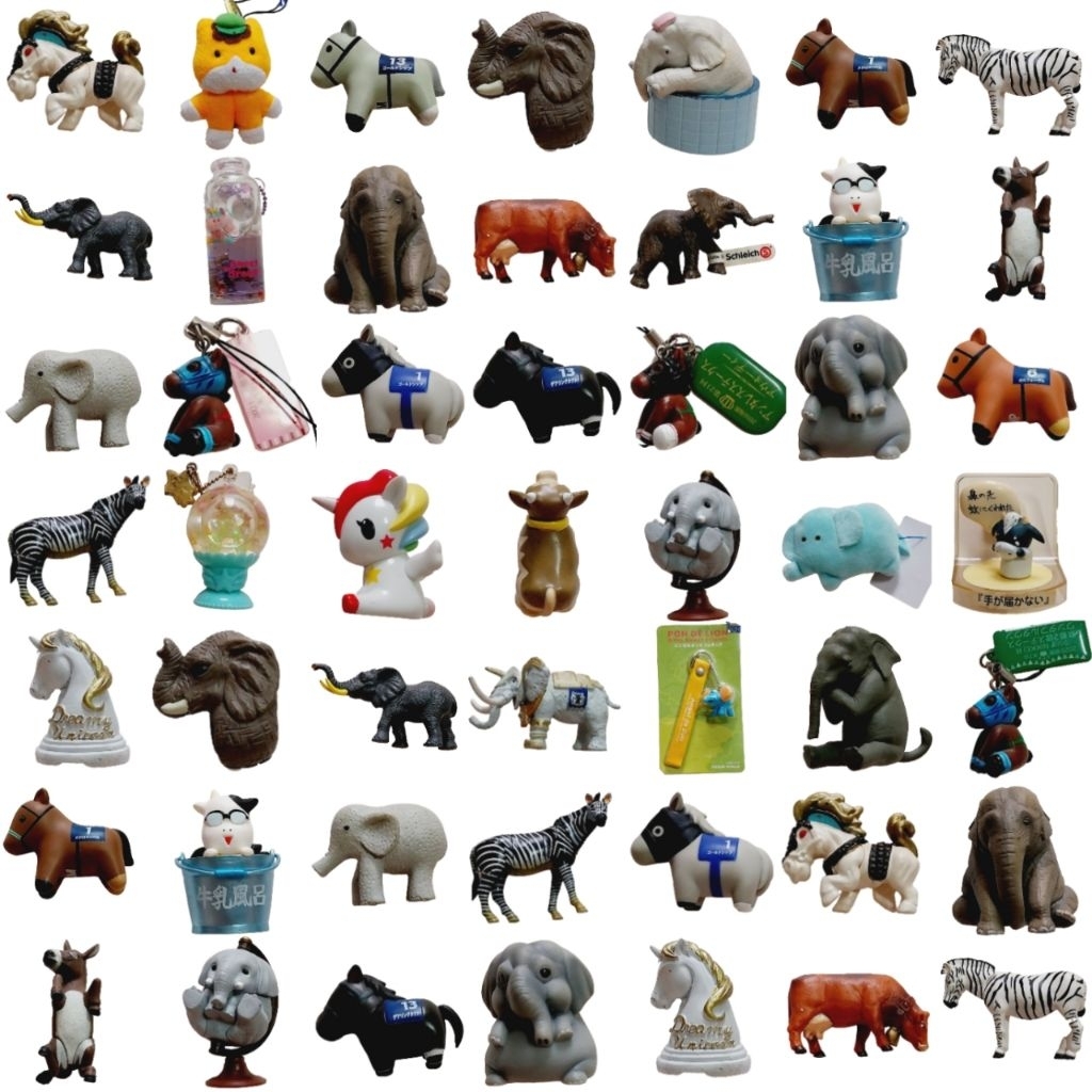 ** Gachapon Model Animal Elephant Horse Cow Buffalo Set 1 Authentic ...