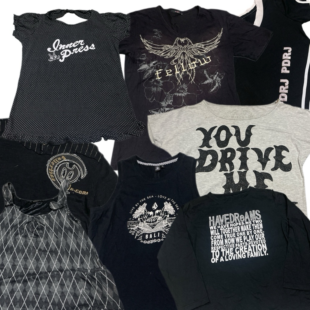 Collection of second-hand Y2K style women's clothing in black tones (29 ...