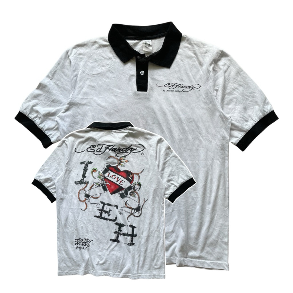 Ed Hardy White Polo (Second Hand) | Shopee Philippines