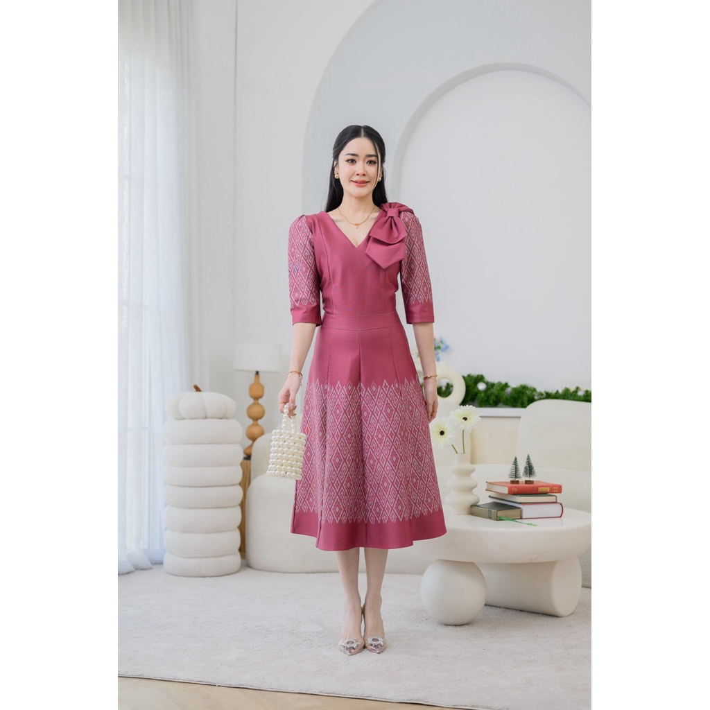 Beautiful And Modern Thai Pattern Dress | Shopee Philippines