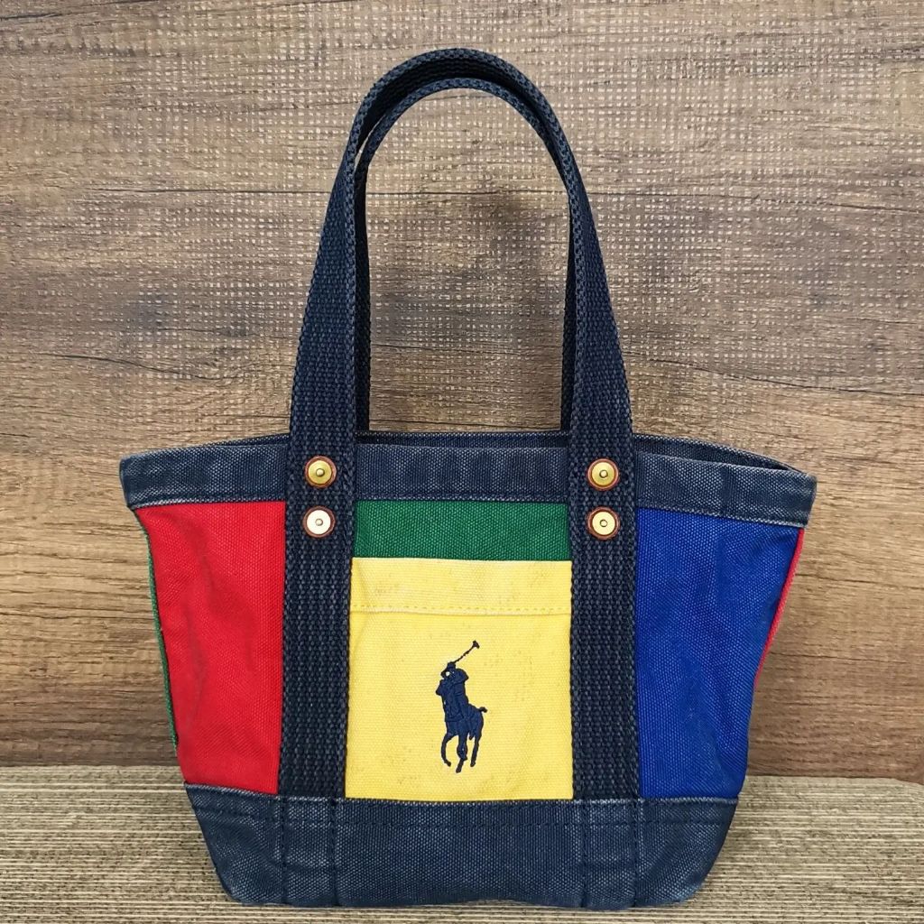 Polo Ralph Lauren Mini Tote Bag Multi Color Good Condition Cute Small ...