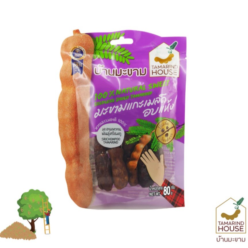 (Dried Peeled Tamarind Seeds 80 Grams) Baan Makham Sweet Dried Seedless Fruit | Shopee Philippines