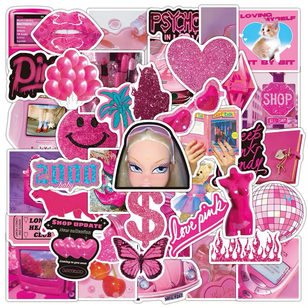 Fast Delivery (387) 50 Pieces Of Pink Y2k Stickers | Shopee Philippines