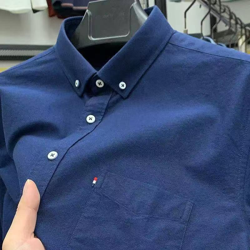 Men's Short-Sleeved Shirt Collar Cotton Fabric Straight Cut Color ...