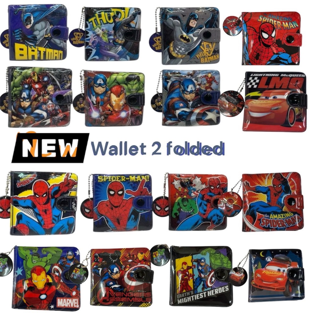 Children's Wallet 2 Folds Licensed Cartoon Pattern Kids (Spiderman ...