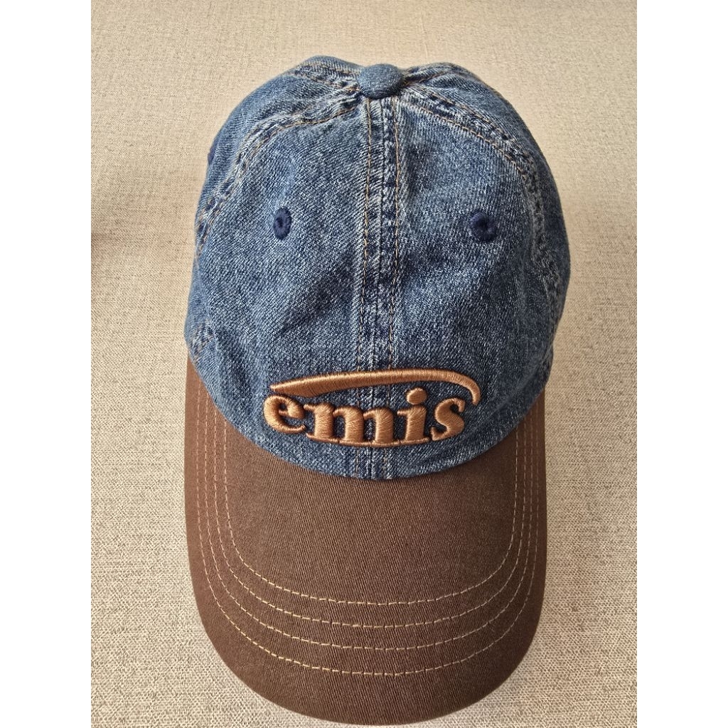 emis washed denim ball cap blue/brown Color Worn 1 T | Shopee Philippines