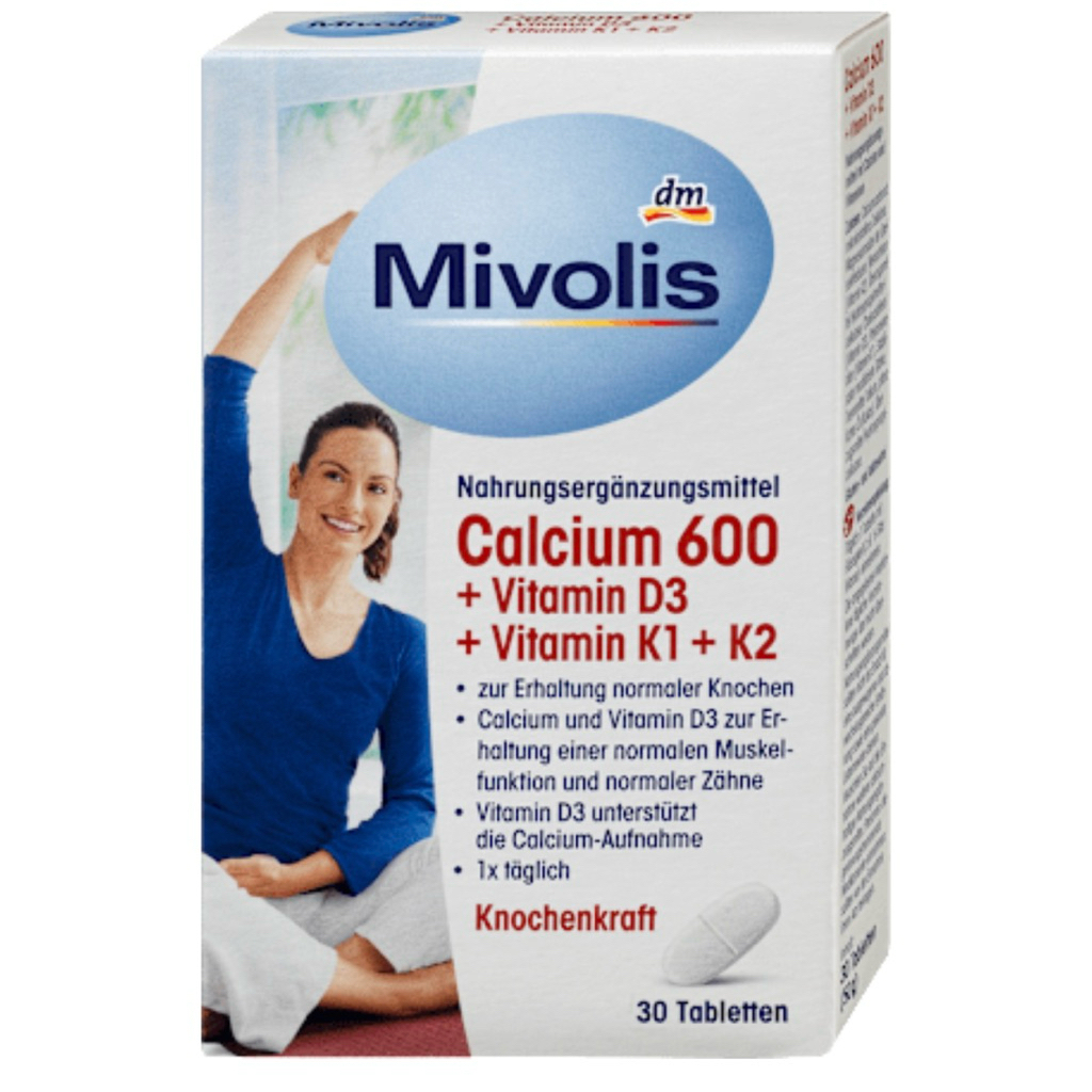 Mivolis Calcium 600 + Vitamin D3 + K1 + K2 (Calcium + D3+K1+K2 ...