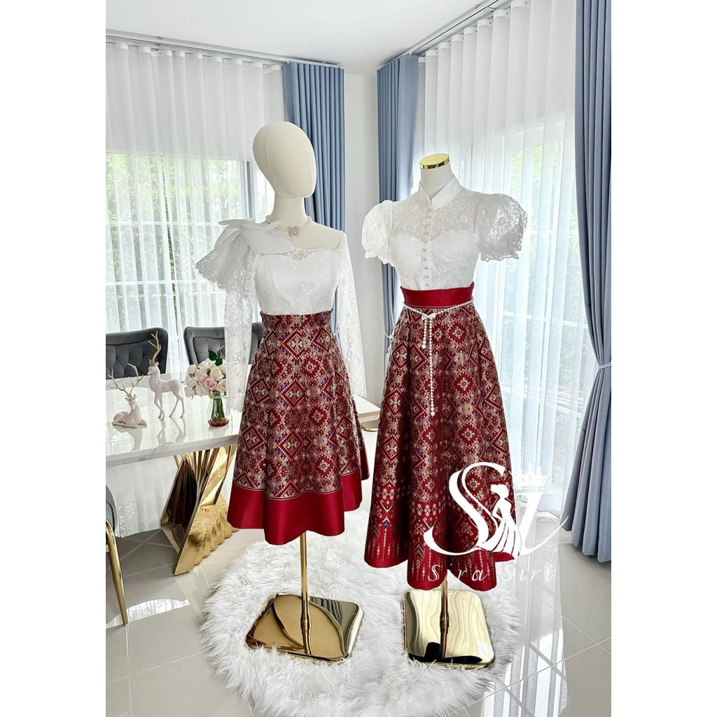Sira Siri ️ Thai Dress Lace Shirt Worn With A Swing Skirt Woven With ...