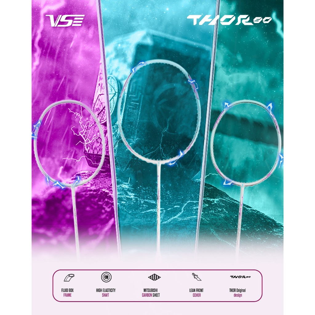 Badminton Racket VS THOR 80 4U With Strings Thousand Handles Bag ...