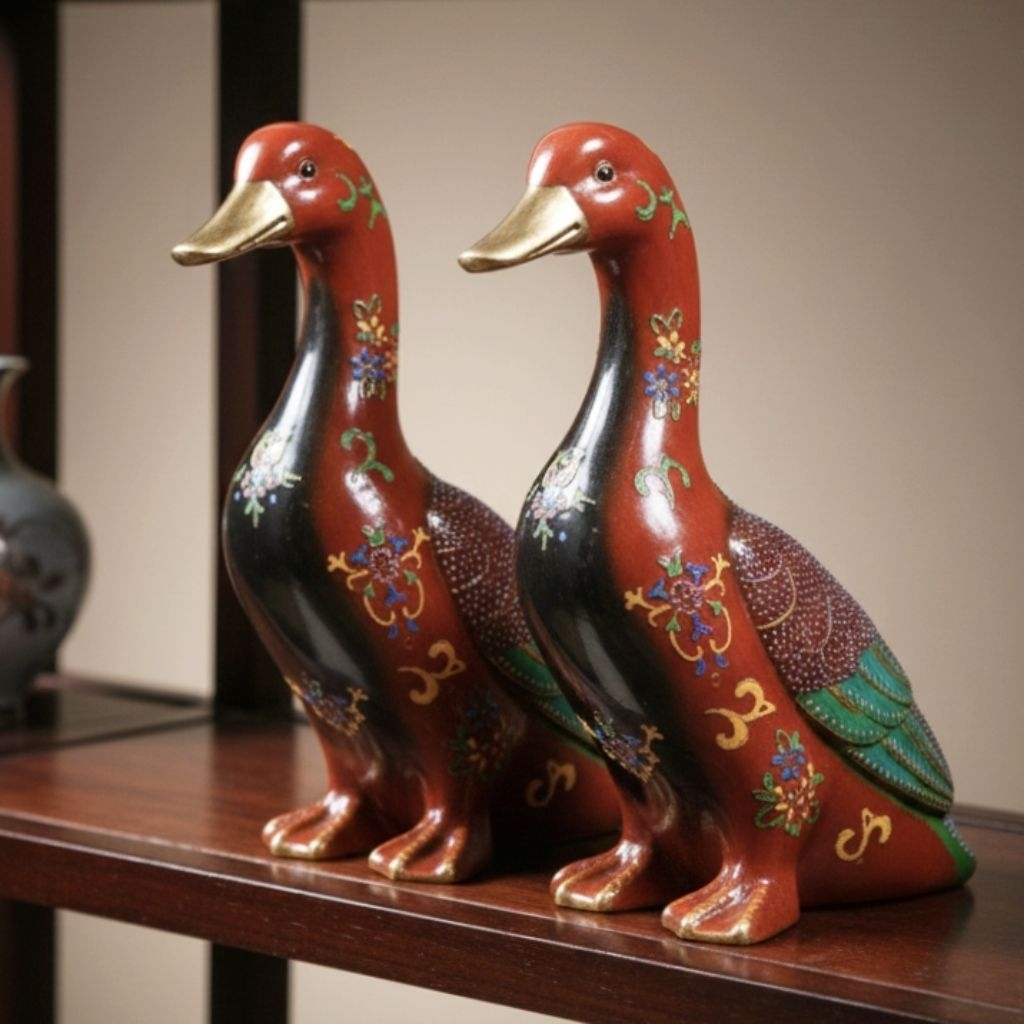 Handmade Ceramic Duck Pair Masterpiece Auspicious Enhances Luck And ...