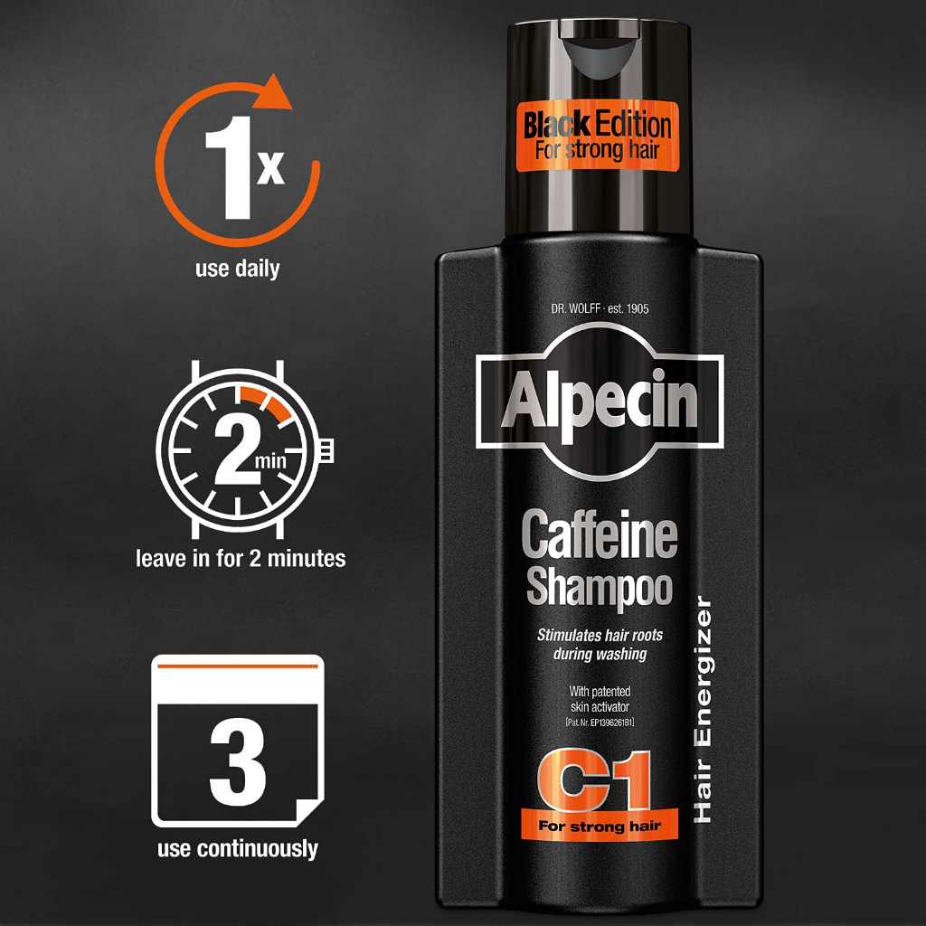 Alpecin Caffeine Shampoo C1 Black Edition Natural Hair Growth For Men ...