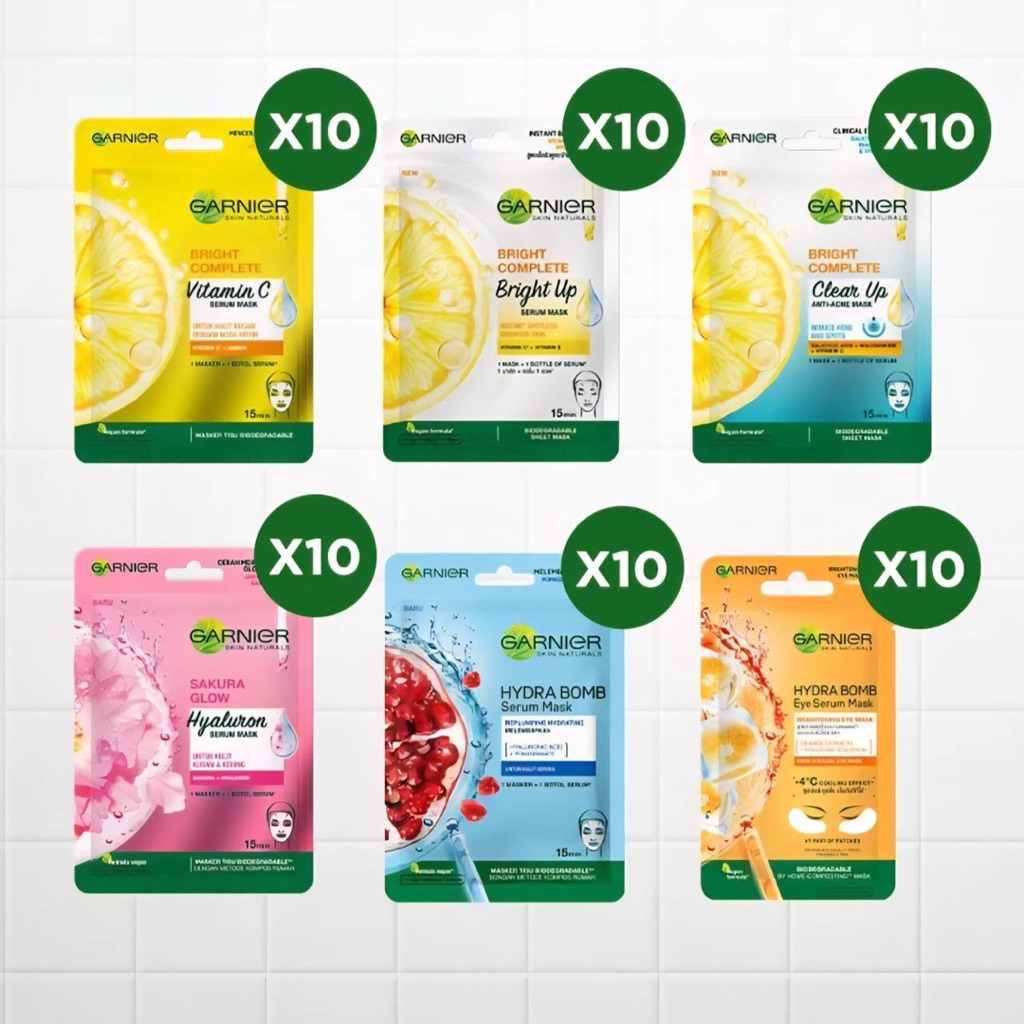 GARNIER SKIN NATURALS BRIGHT COMPLETE Vitamin C Serum Mask Net Weight ...