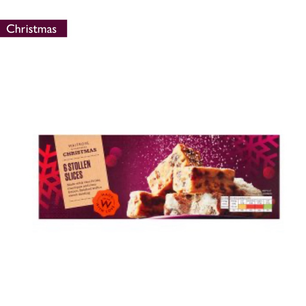 Waitrose Christmas 6 Stollen Slices/Christmas Black Forest Fudge ...