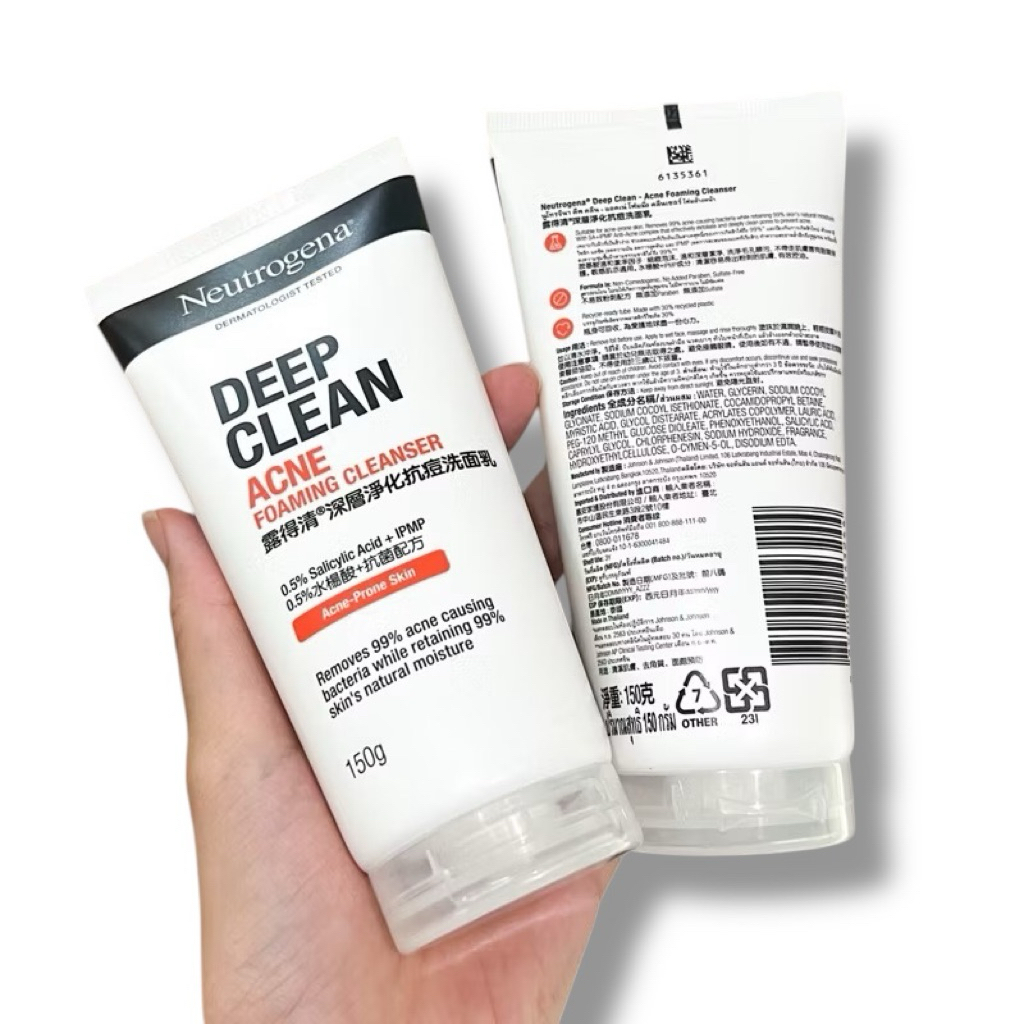 Neutrogena Facial Cleansing Foam Deep Clean Acne 150 G. | Shopee ...