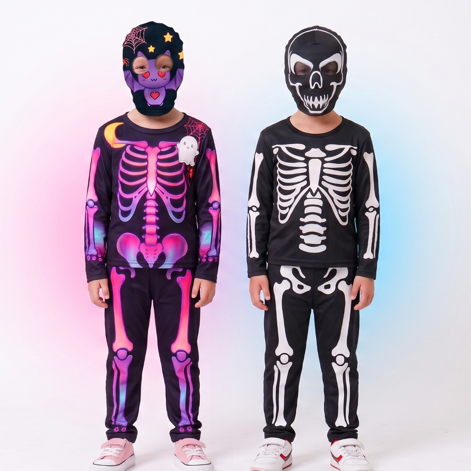 Children's Halloween Costume Skeleton With Balaclava Front-Back Screen ...