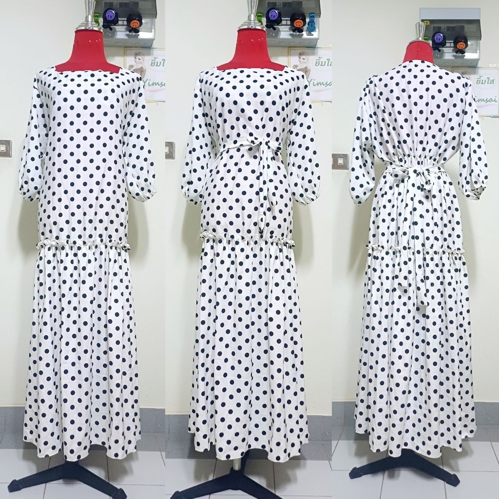 Fashionable Long Dress Elastic Waist Square Neck Suitable For XL-3XL ...