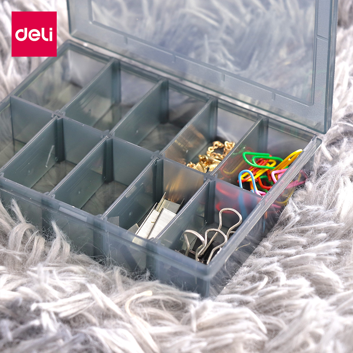 Deli Divided Storage Box Multi-Compartment Plastic Removable Divider ...