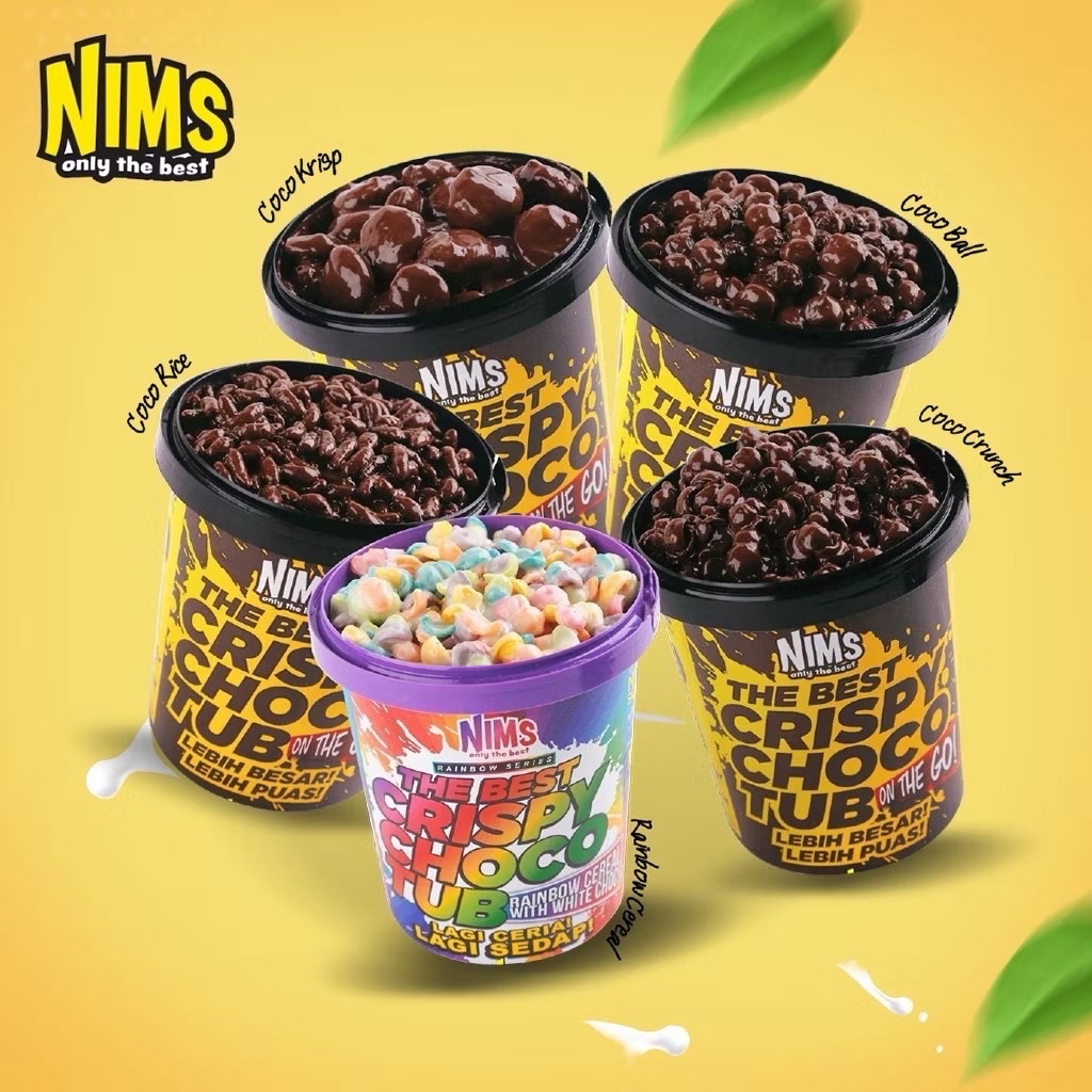 [1 Jar] Nims crispy choco tube Chocolate Coated Snacks Cocoa Crunch 60 ...