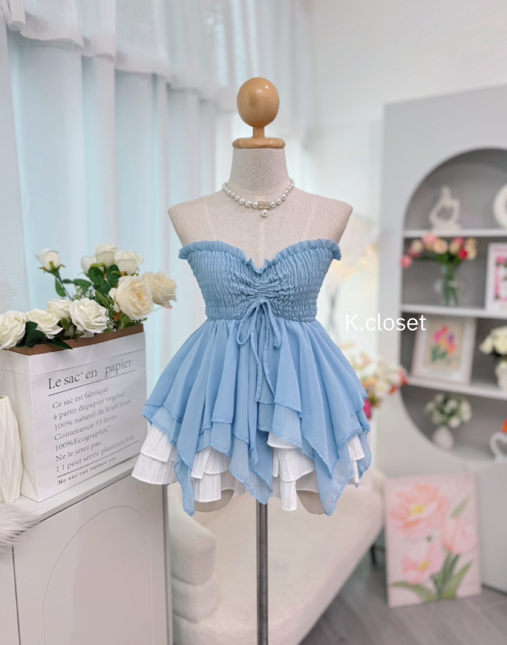 K.CL SET Velina Ruffle Top A Jellyfish Bandeau With The Face Of Chiffon ...