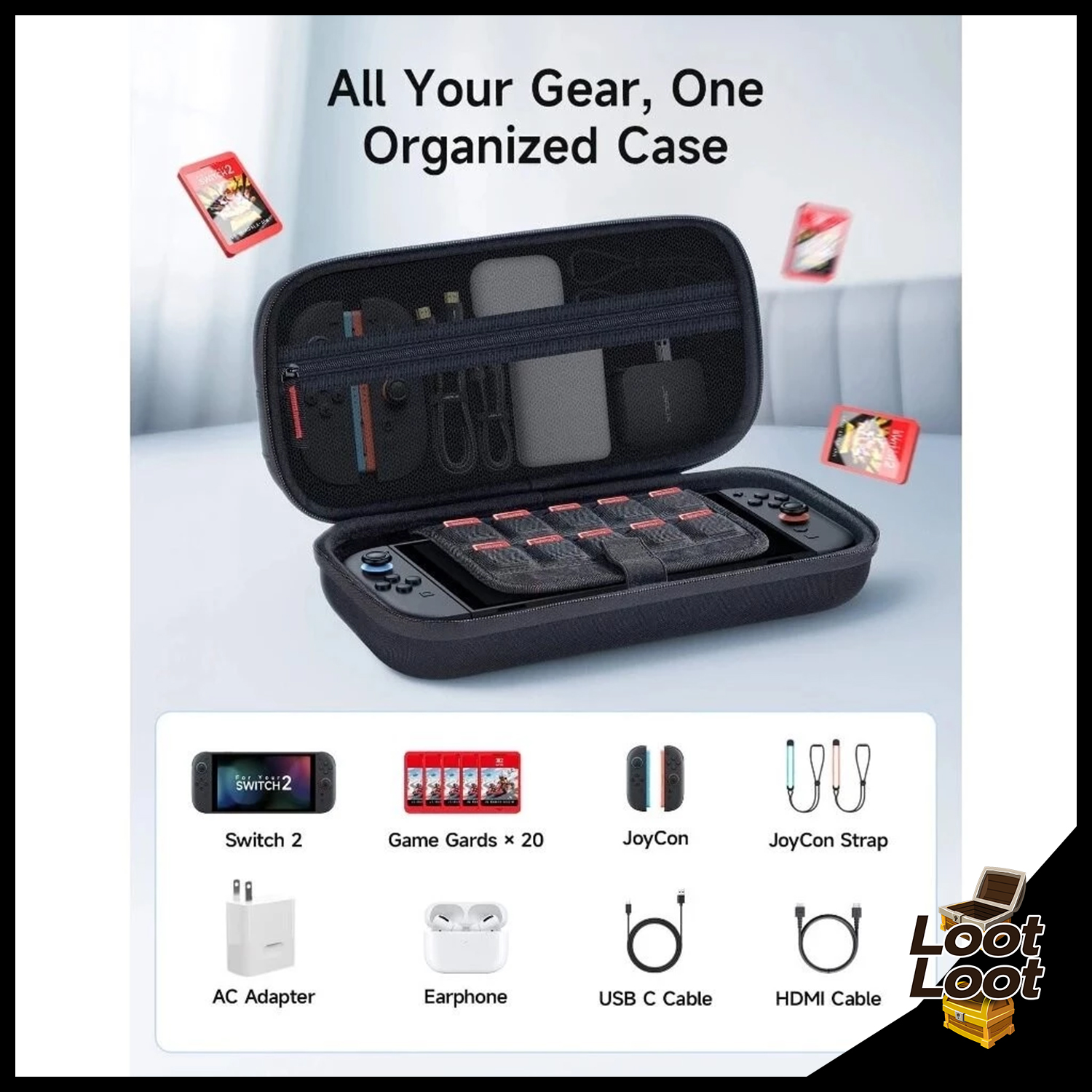 JSAUX Bag With Shoulder Strap For Nintendo Switch 2 (2025 Model) BG0122 ...