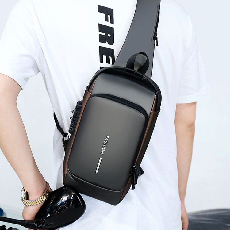 Men's Chest Bag Anti-Theft Code Lock Can Be Carried Diagonal/Shoulder ...