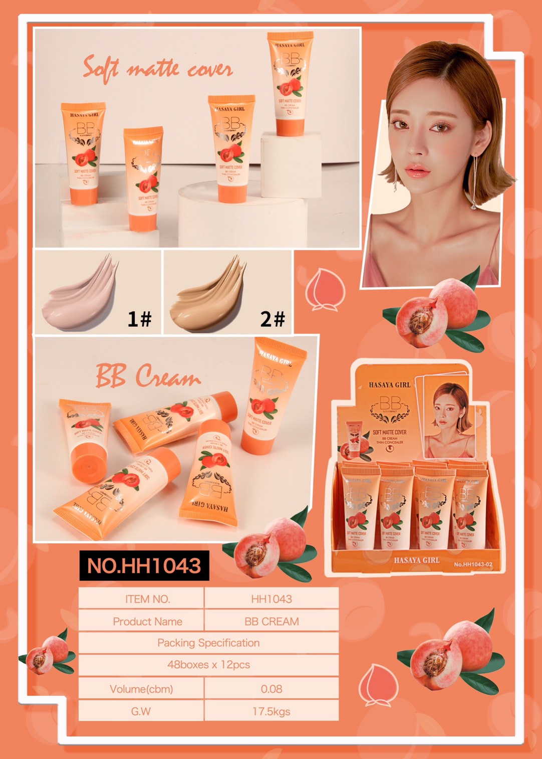 {12 Tubes} Hasaya Girl Soft Matte Cover BB Cream Foundation Skin Tone ...