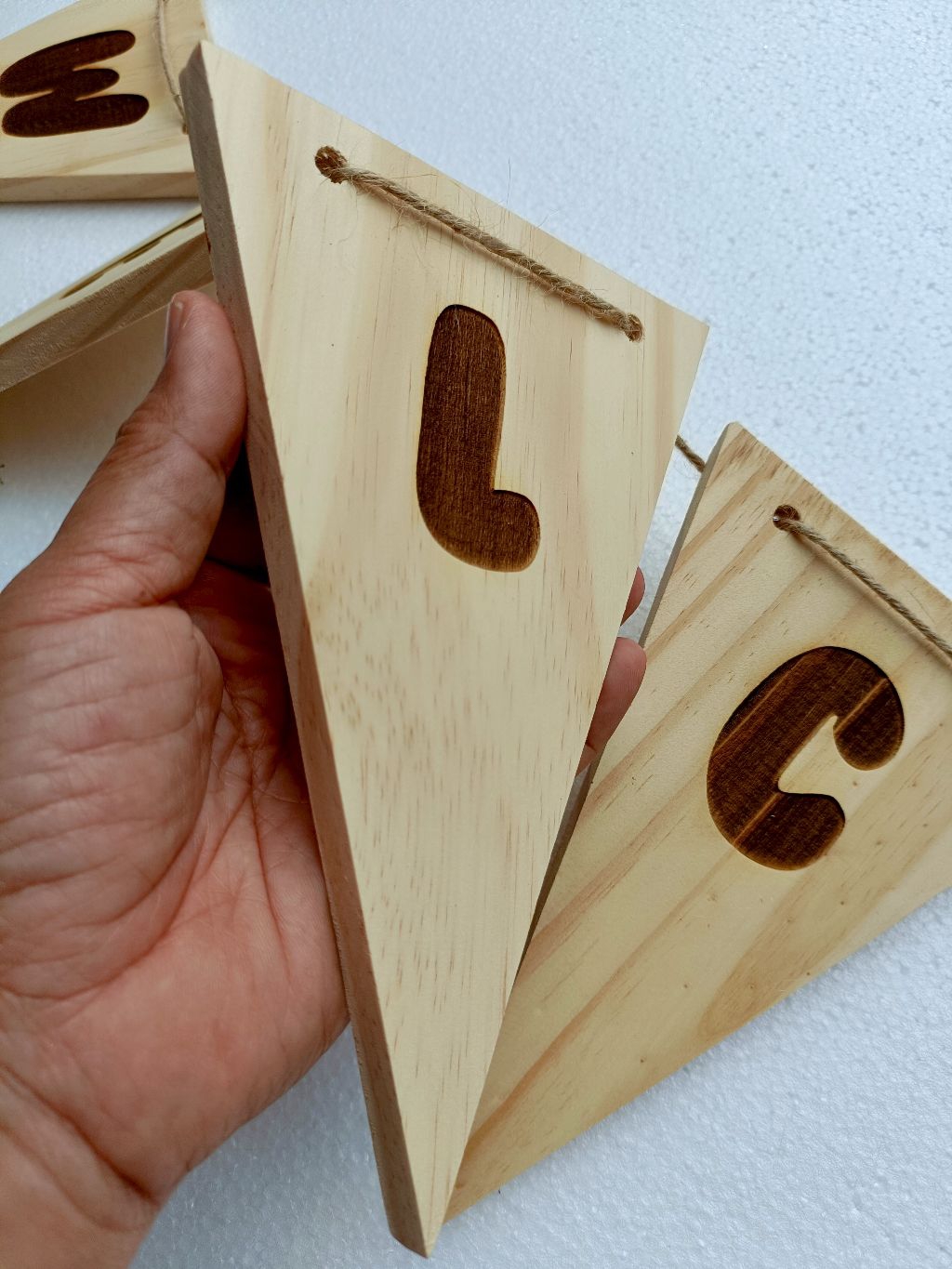 Wooden Rail Flags Triangular The Shop Decoration Are Made Of Pine Wood ...