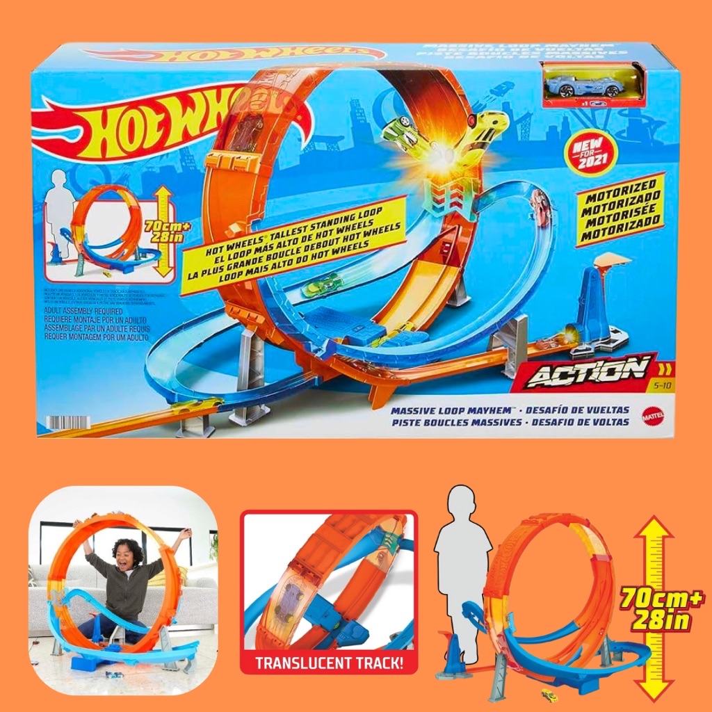 Hot Wheels Action Massive Loop Mayhem Height 70cm Racing Track Model With Motor To Increase ...